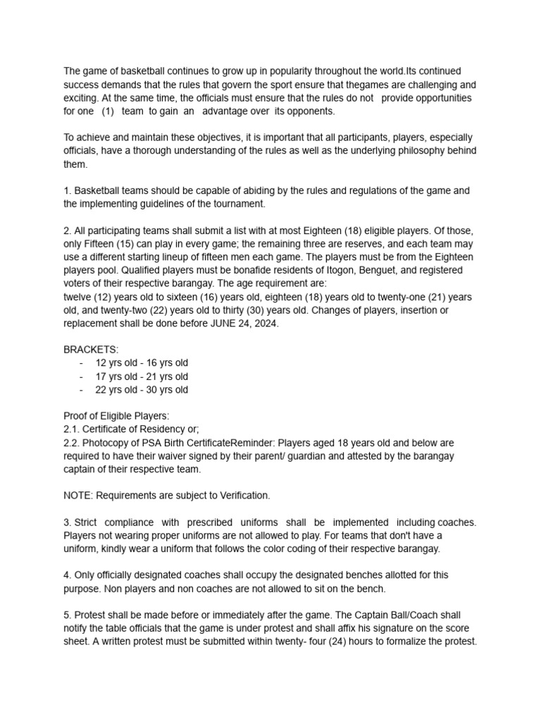 Basketball Ground Rules | PDF | Referee | Sports
