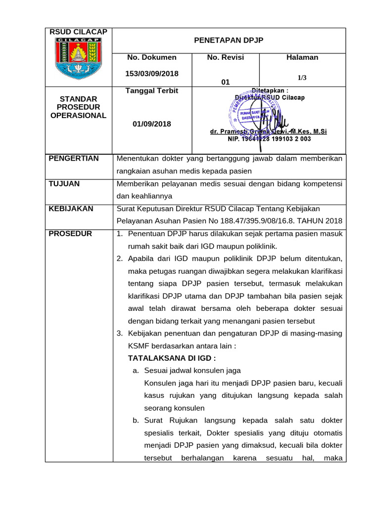 SPO Penetapan DPJP | PDF