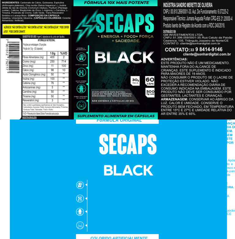 Secaps Black - Rótulo Completo | PDF | Química