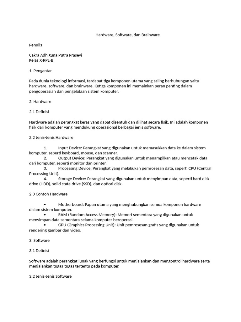 Dokumentasi Hardware Software Dan Brainware | PDF
