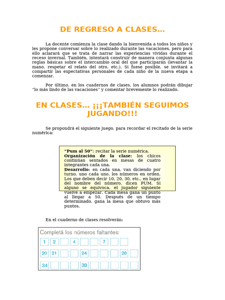 DE REGRESO A CLASES | PDF
