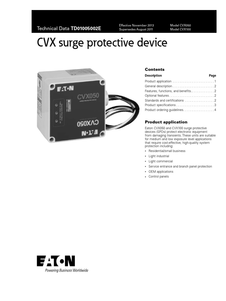 CVX Surge Protective Device: Technical Data TD01005002E | PDF ...