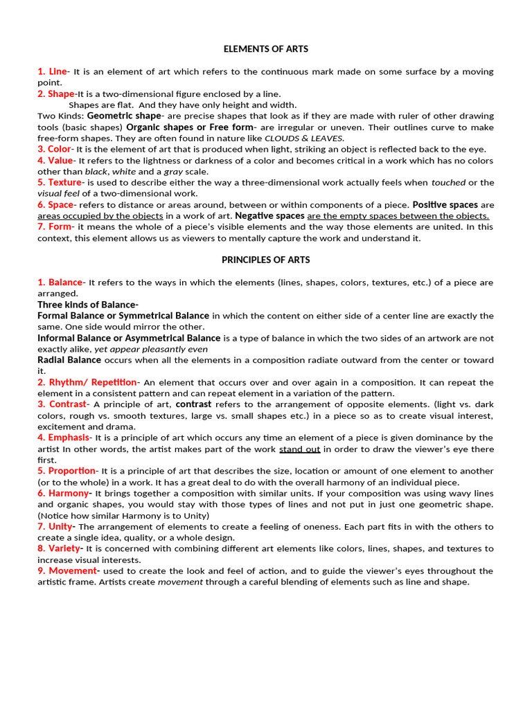 ELEMENTS-OF-ARTS | PDF | Composition (Visual Arts) | Shape