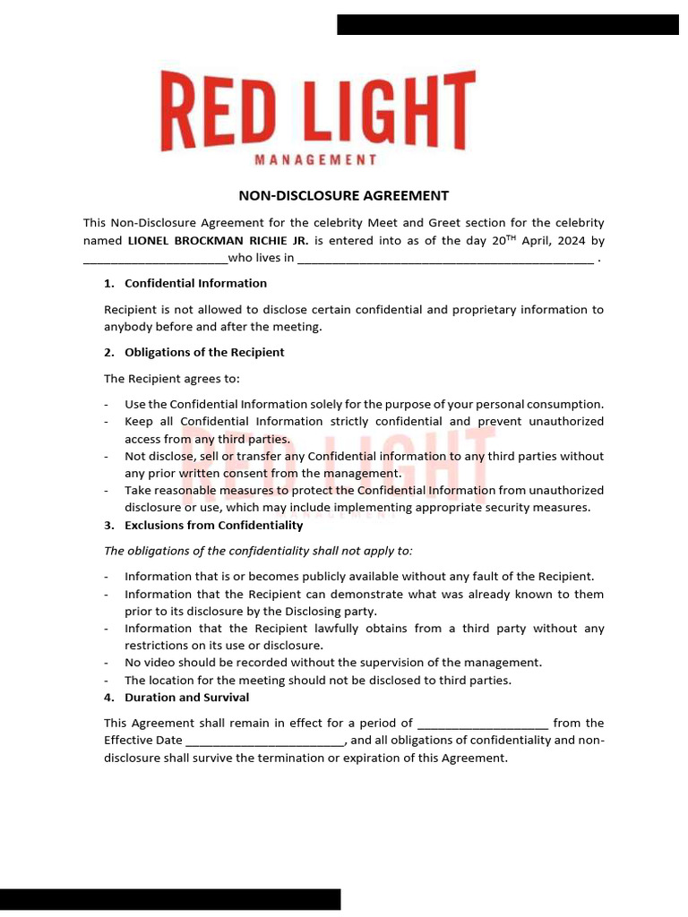 Red Light Management Team | PDF | Non Disclosure Agreement ...
