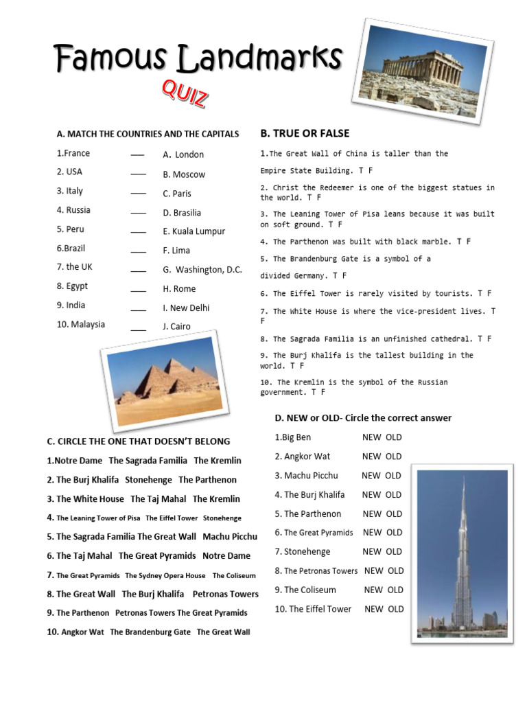 Famous Landmarks Quiz | PDF