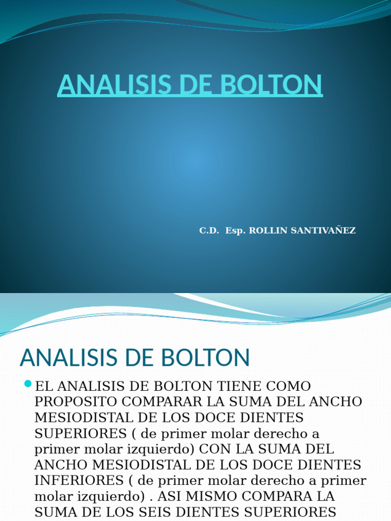 Analisis de Bolton | PDF | Ortodoncia | Odontología