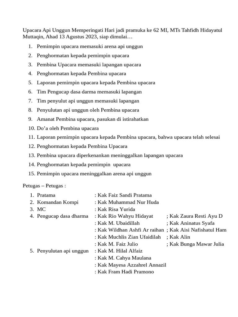 Susunan Upacara API Unggun | PDF | Agama & Spiritualitas