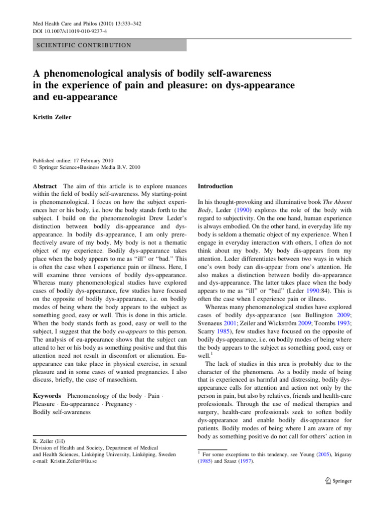 (Fichado) A Phenomenological Analysis of Bodily Self-Awareness, On Dys ...