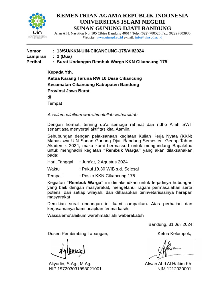 13-Surat Undangan Ketua Karang Taruna RW 10 Desa Cikancung-KKN 175 UIN ...