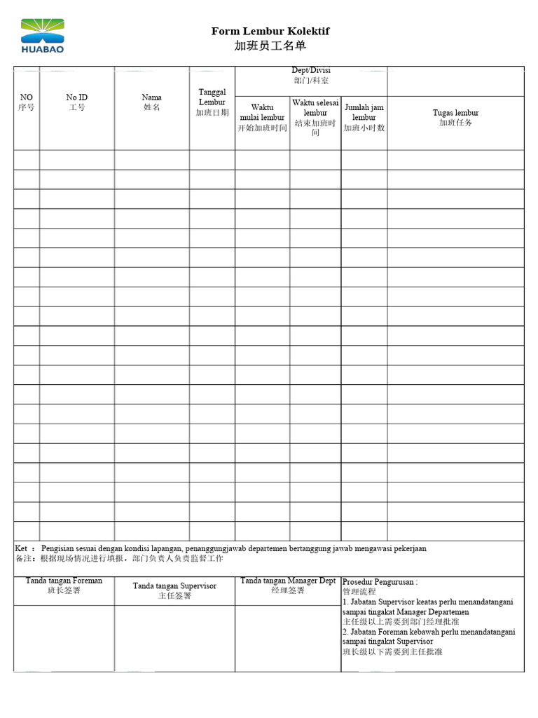 Form Lembur Kolektif | PDF