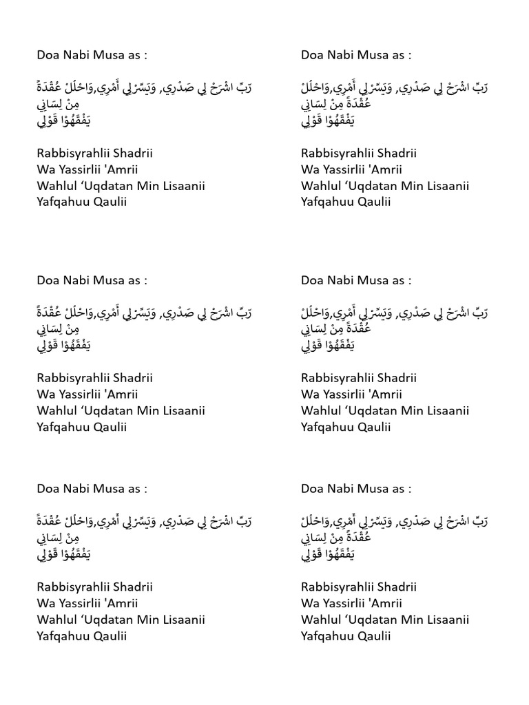 Doa Nabi Musa As | PDF