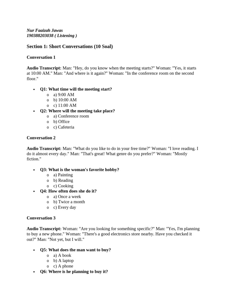 Bank Soal Listening Faiza | PDF | Computer Security | Security