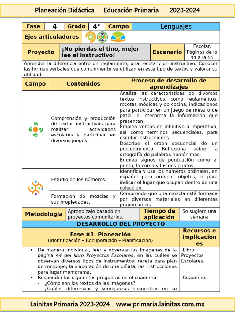 4to Grado Marzo - 04 No Pierdas El Tino, Mejor Lee El Instructivo (2023-2024) | PDF ...