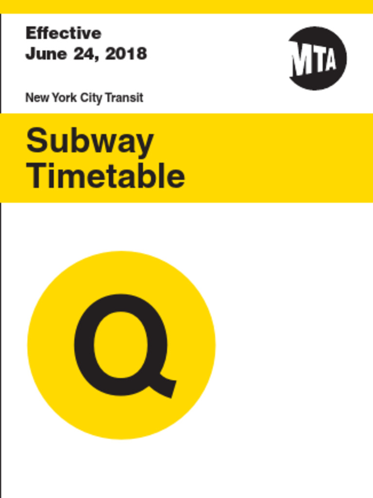 Q Train Timetable Pdf New York Metropolitan Area New York City