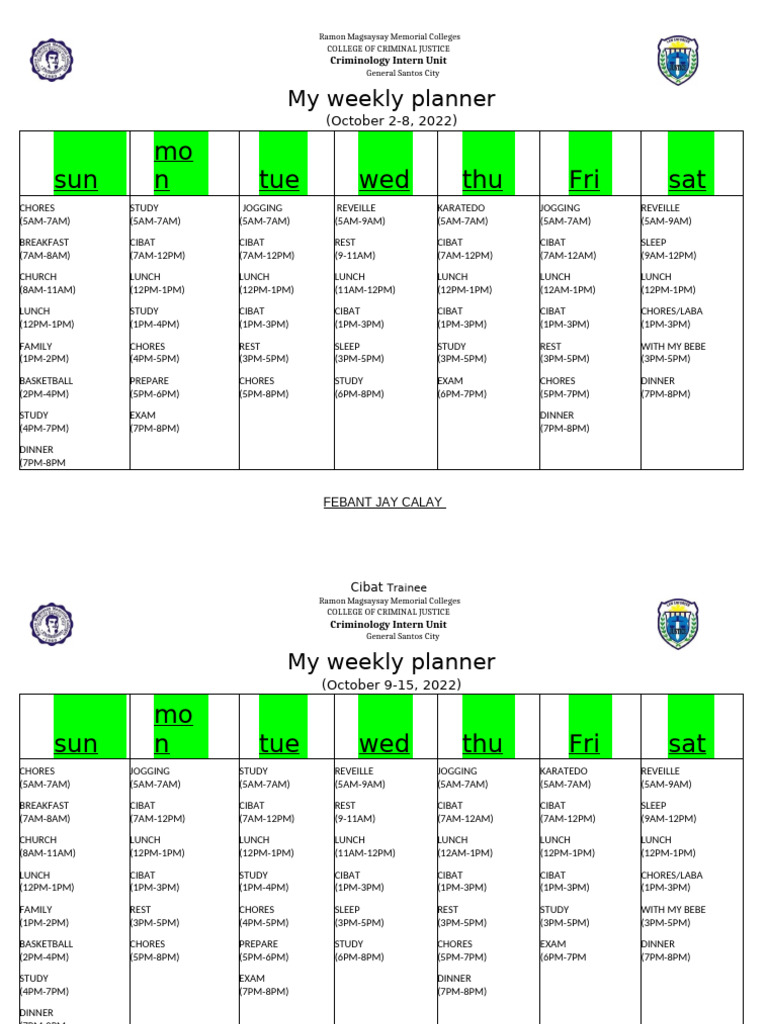 Weekly-Planner2 Calay | PDF