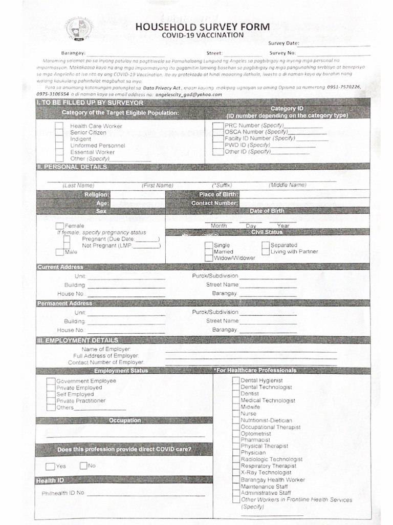 Household Survery Form | PDF