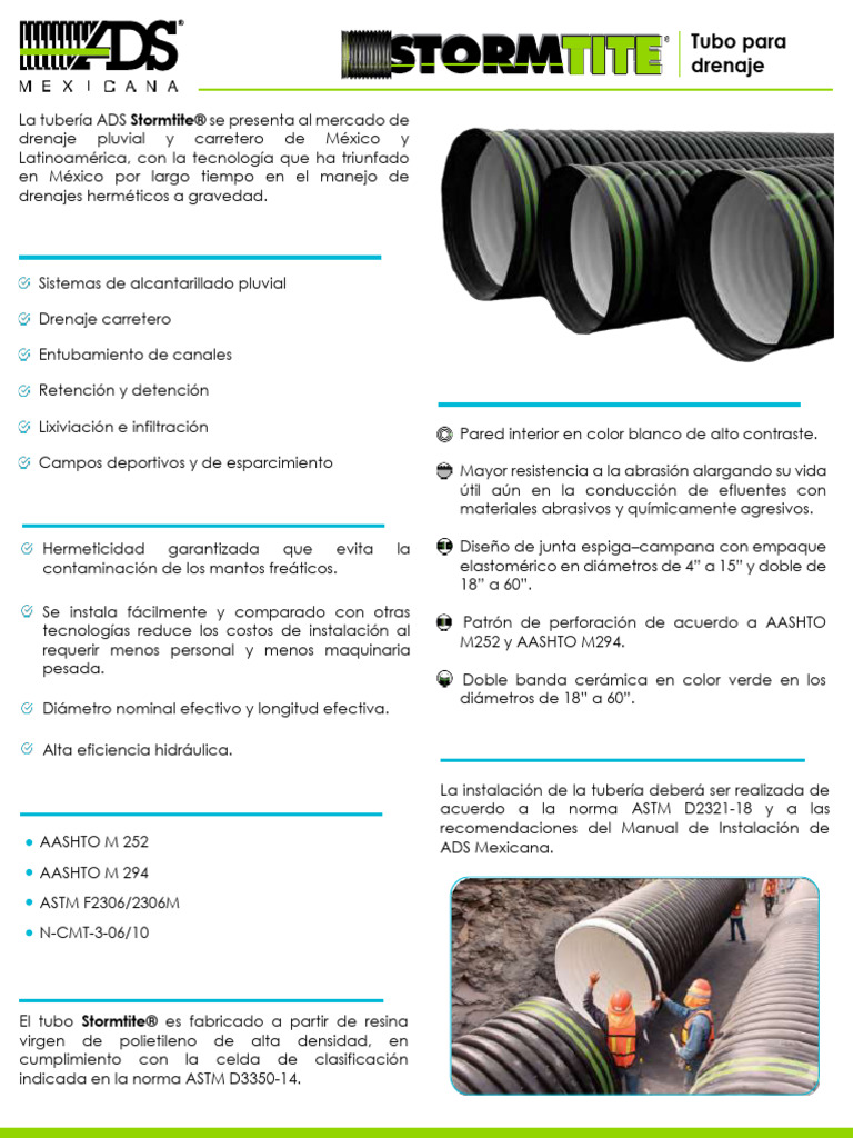 Ficha Tecnica Tuberia Ads-12-10-2020 | PDF | Tubería (transporte de ...