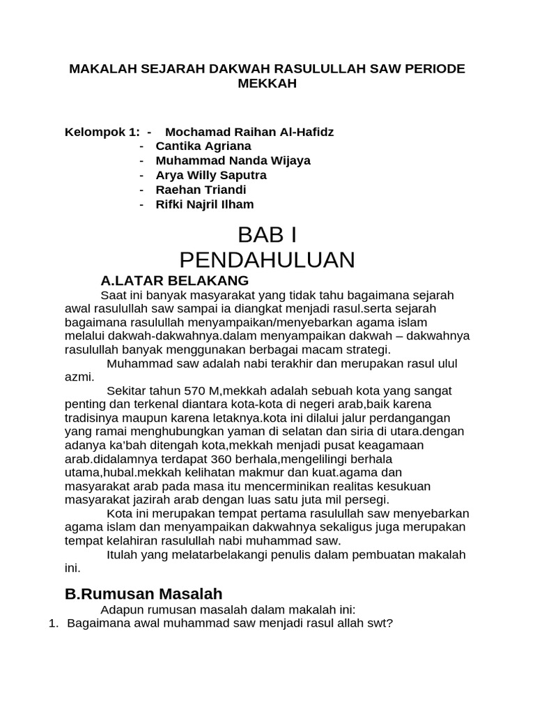 Makalah Dakwah Rasulullah Saw Periode Makkah | PDF