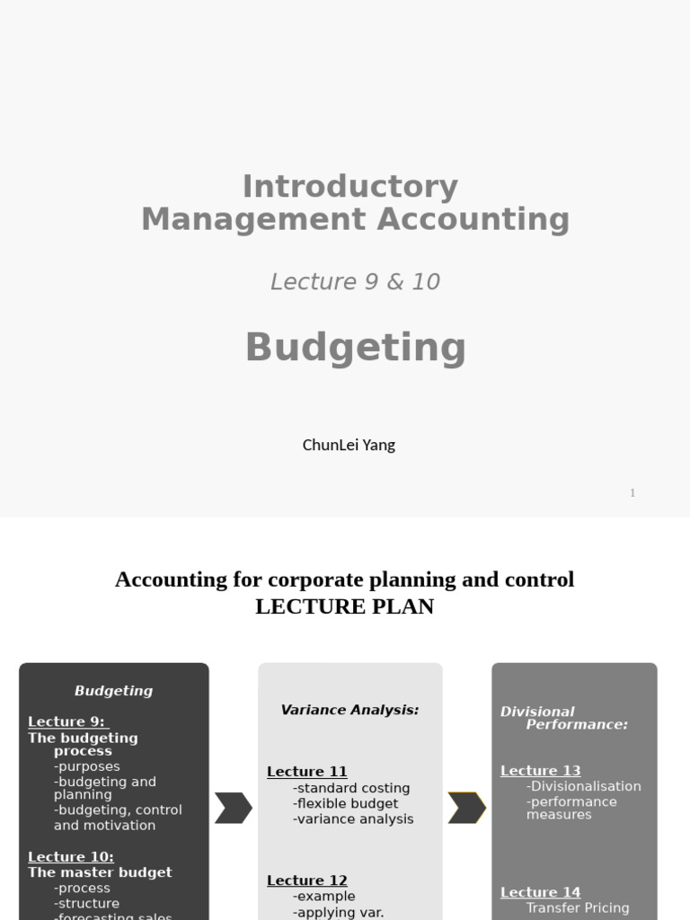 Lecture 9 10 Budgeting Pdf Budget Expense
