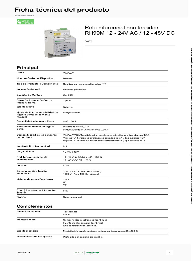 Schneider Electric - Vigirex-RH10M-PRH21M-PRH99M-PRH197RHU - 56170 ...
