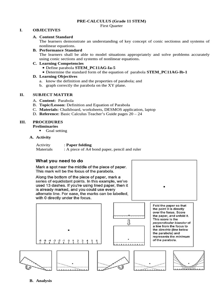 COT 1 Parabola | PDF
