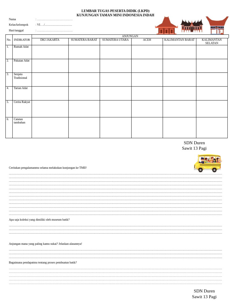 LKPD TMII Kelas 6 | PDF