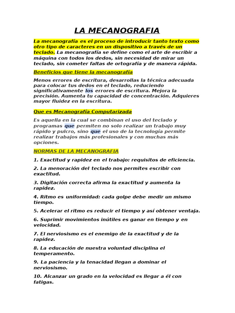 La Mecanografia | PDF
