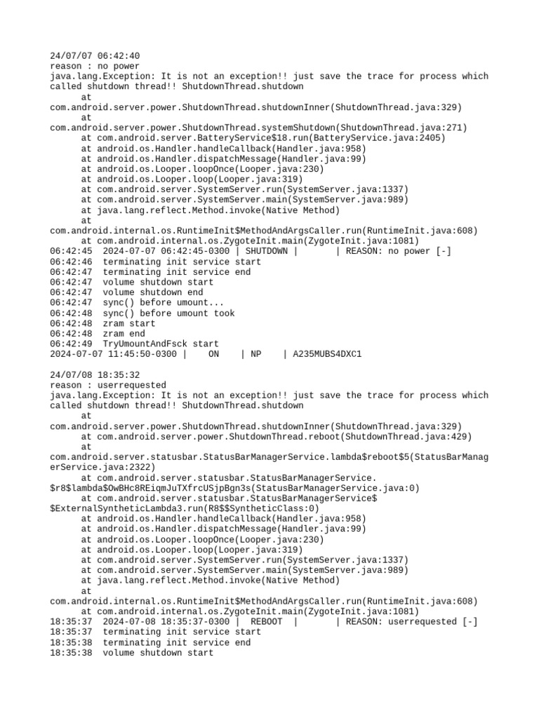 Android Shutdown Log Analysis | PDF | Java (Programming Language) | Software Development