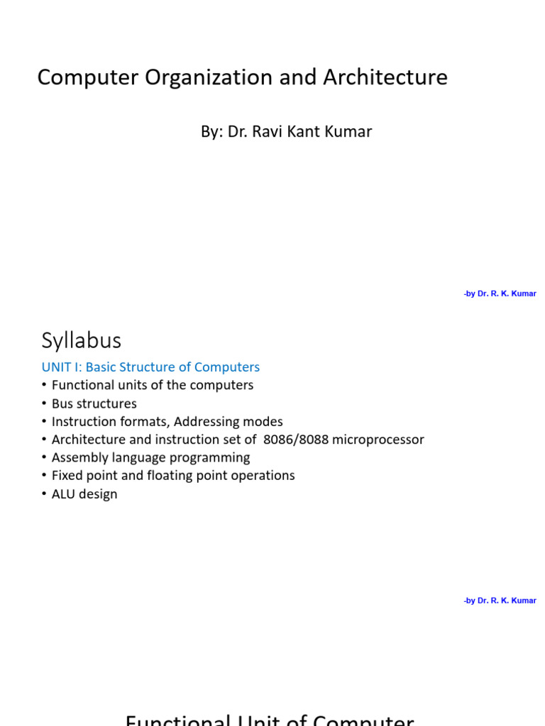 Unit1-COA | PDF | Central Processing Unit | Computer Data Storage