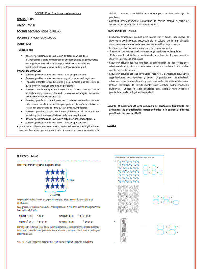 Estrategias de Multiplicación y División en 3er Grado | PDF ...