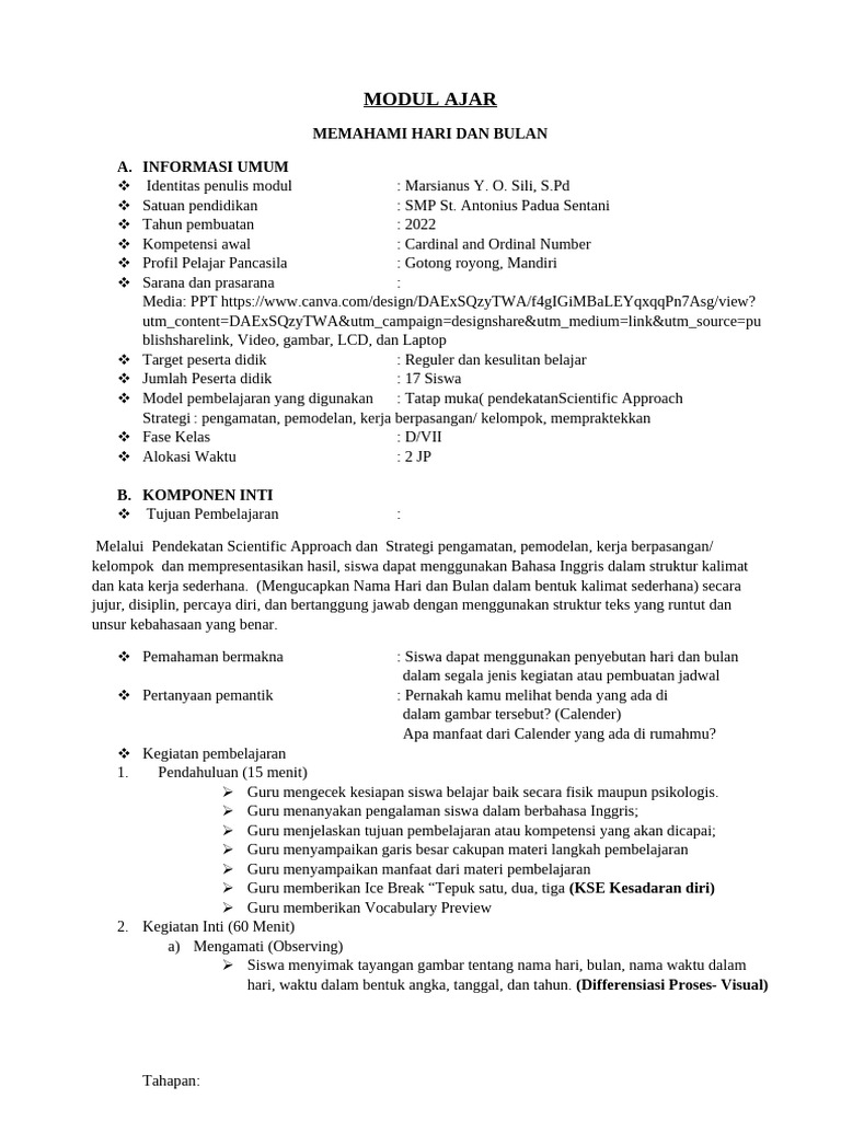 Modul Ajar BING D (VII) Marsi | PDF