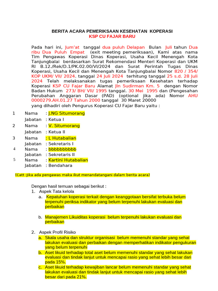 Berita Acara Pemeriksaan (Bap) | PDF