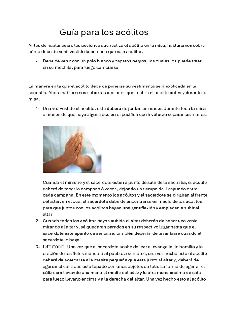 Guía para Acólitos en Misa | PDF | eucaristía | Adoración Cristiana Y ...
