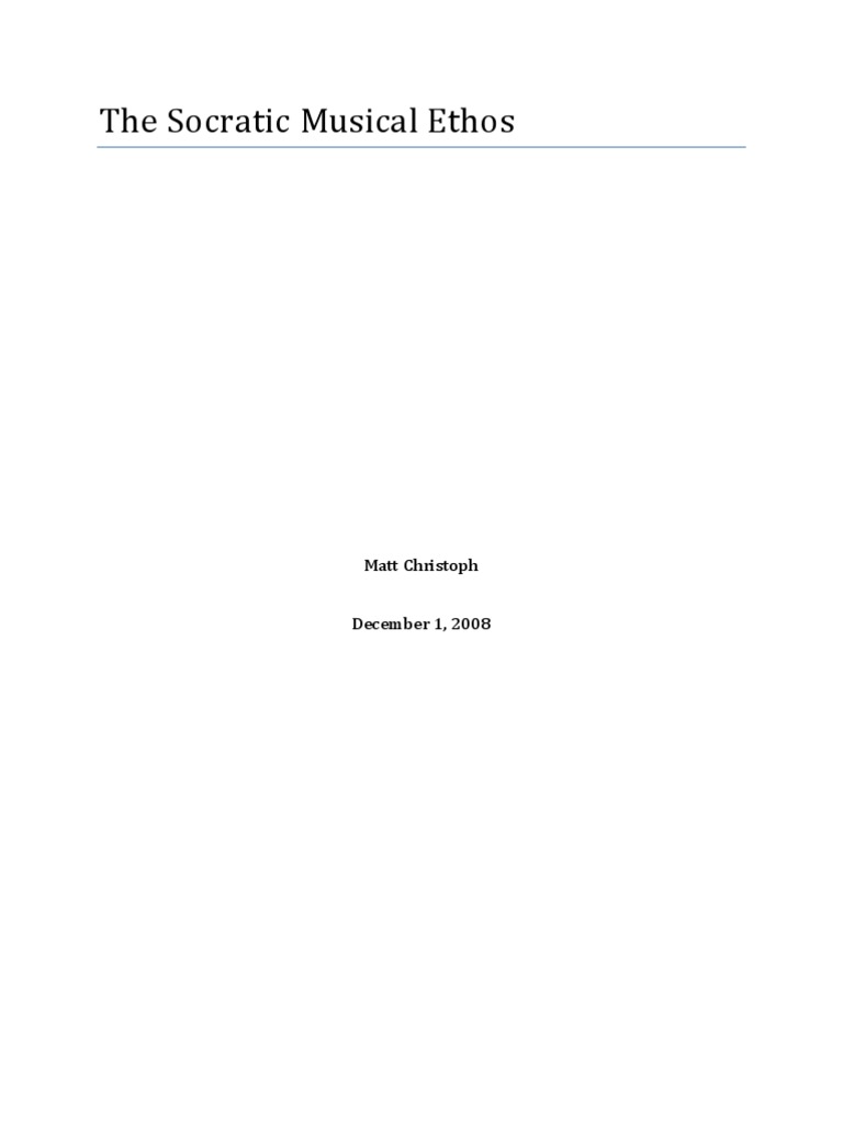 Socratic Musical Ethos by Matt Christoph | PDF | Plato | Socrates