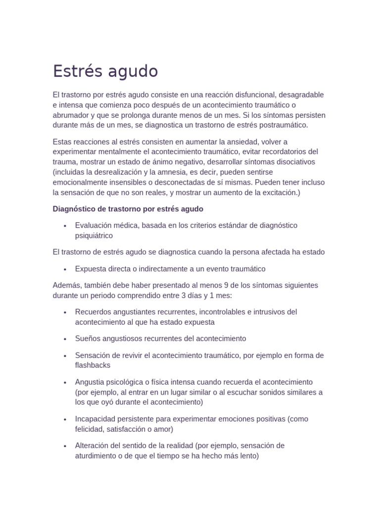 Estrés Agudo Salud Mental | PDF | Estrés (biología) | Psicología anormal