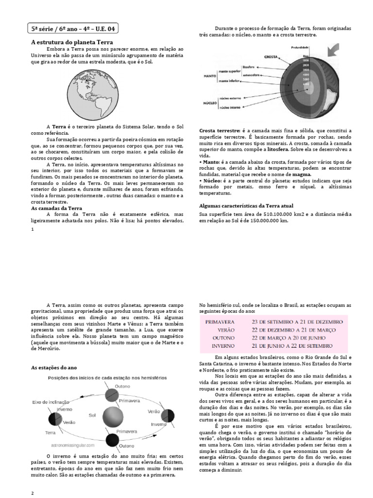 Estrutura e Movimentos da Terra | PDF | Terra | Vulcão