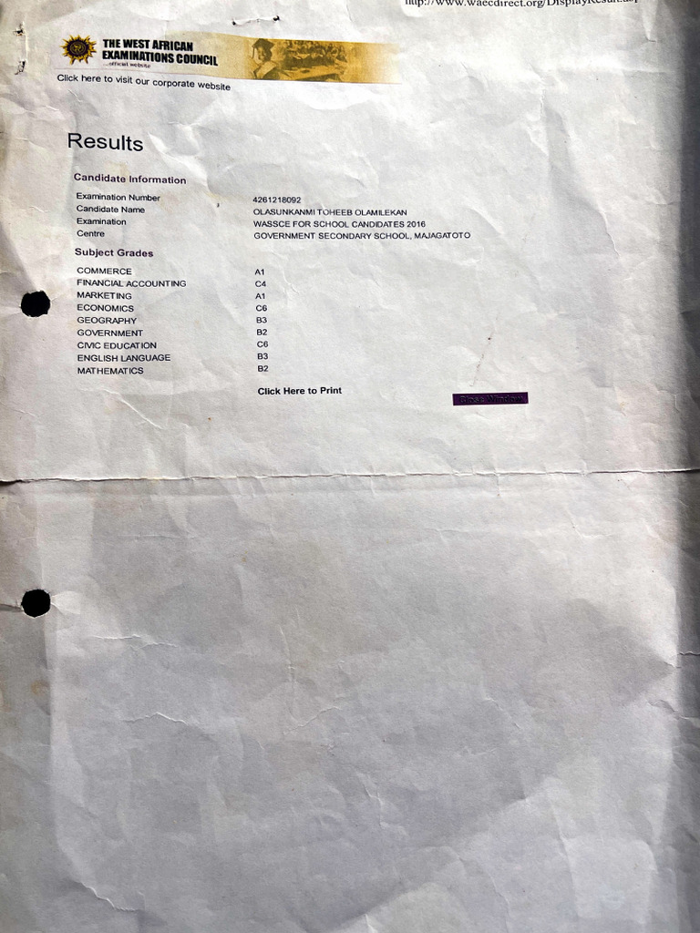 Waec Result | PDF