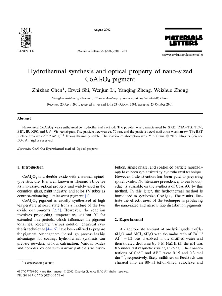 Chen, Z Et Al 2001 | PDF | Ph | Solid State Chemistry