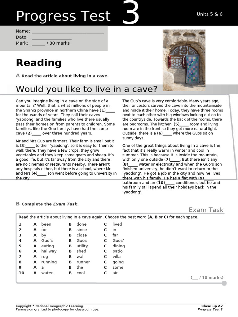 A2 Editable Progress Test 3 Pdf