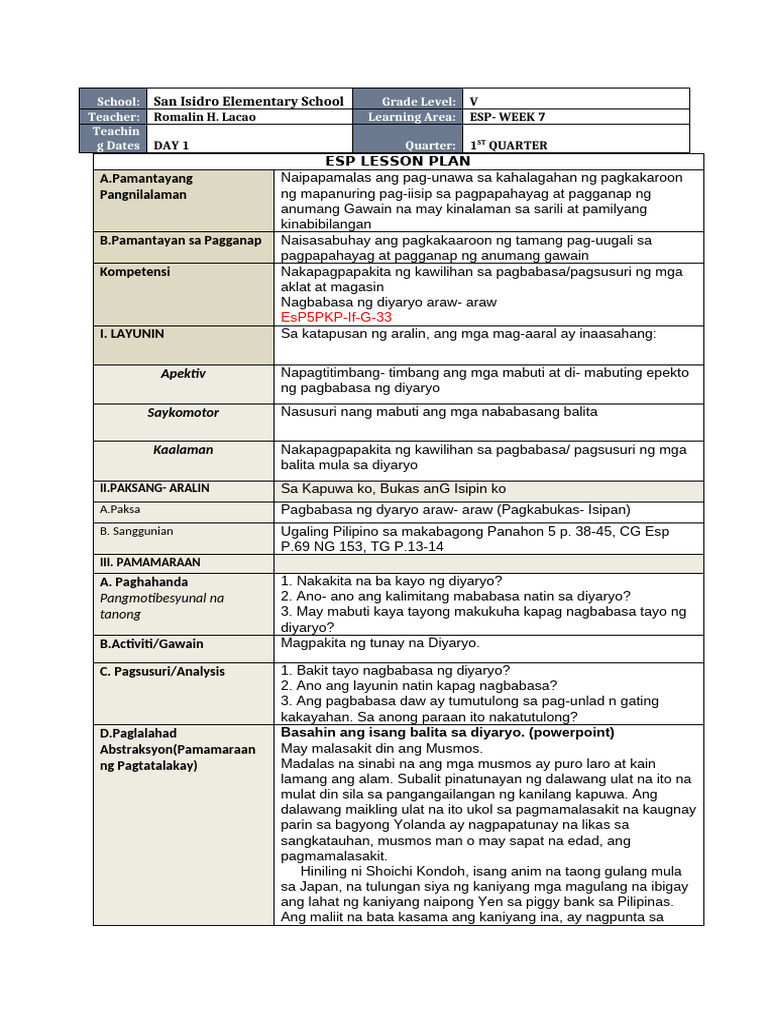 DLP Esp Week 7 Day 1 | PDF