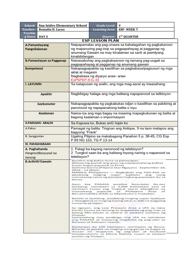 DLP Esp Week 7 Day 2 | PDF