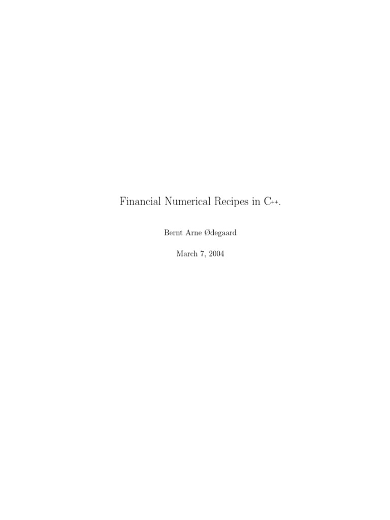 Financial Numerical Recipes in C .: Bernt Arne Ødegaard | PDF | Option ...