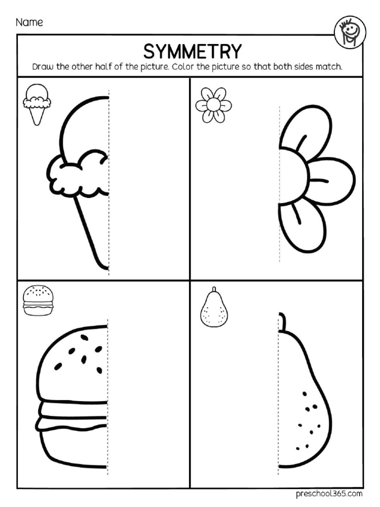 Symmetry Drawing Activity For Prek Children | PDF