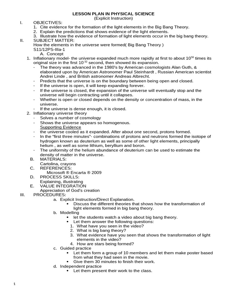 Physical Science | PDF | Universe | Big Bang