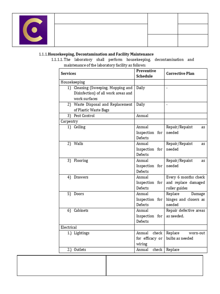 Revised SOP For Schedule of Preventive Maintenance of Equipment | PDF ...