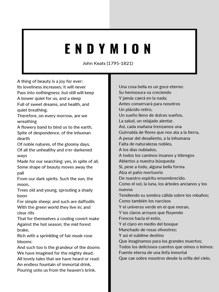 Endymion: John Keats (1795-1821) | PDF