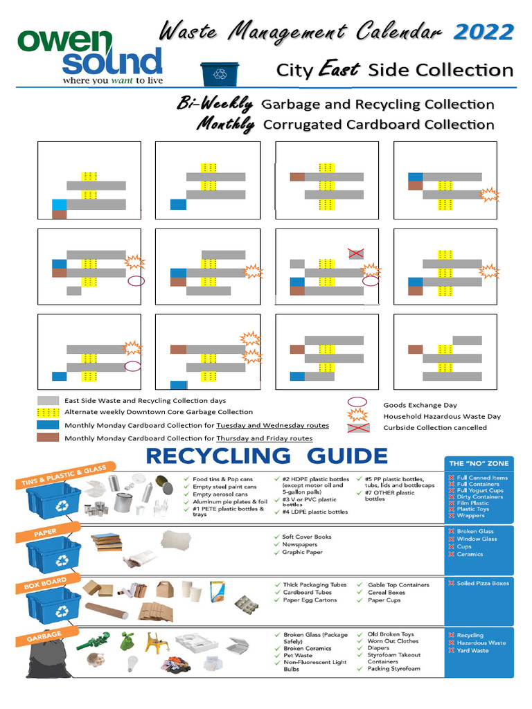 2022 East Side Calendar Colour | PDF | Municipal Solid Waste | Waste