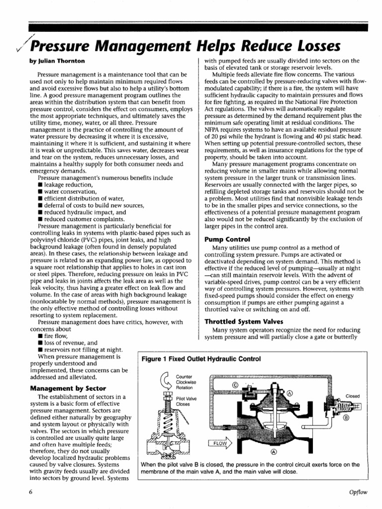 Pressure Management Helps Reduce Losses: by Julian Thornton | PDF ...