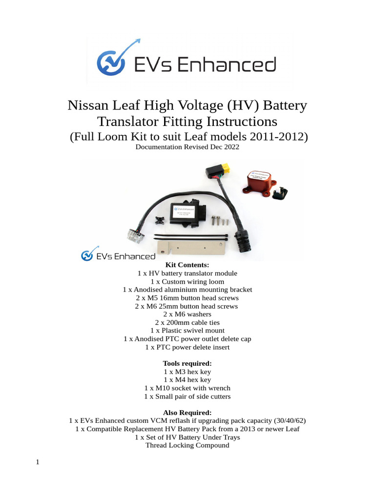 Battery Translator Guide ZE0 Full Loom Dec22 | PDF | Screw | Electrical ...