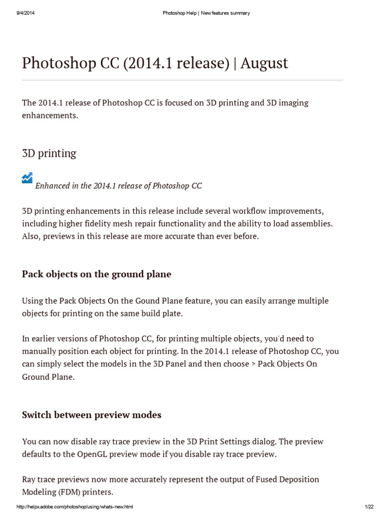 Photoshop Help _ New features summary | PDF | Adobe Photoshop | 3 D ...